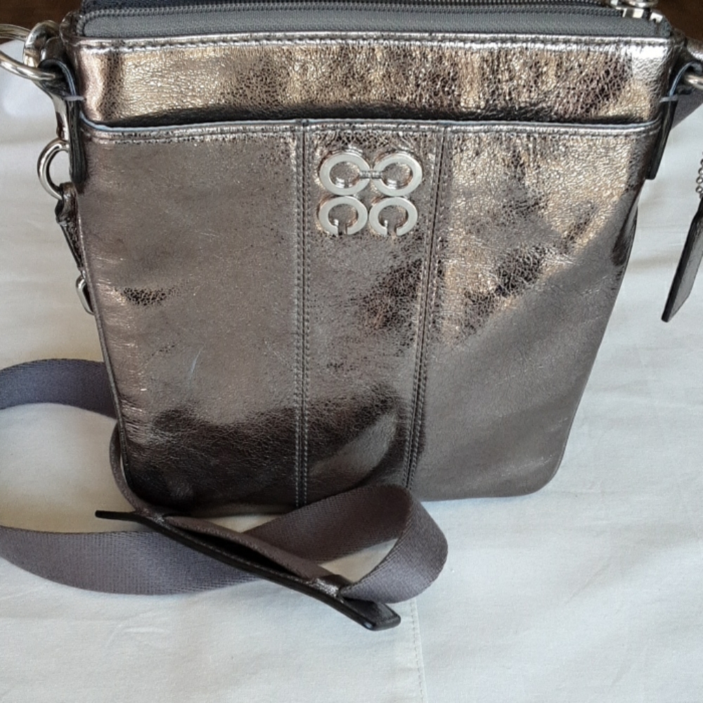 Coach Shiny Silver Metallic Crossbody - Gem